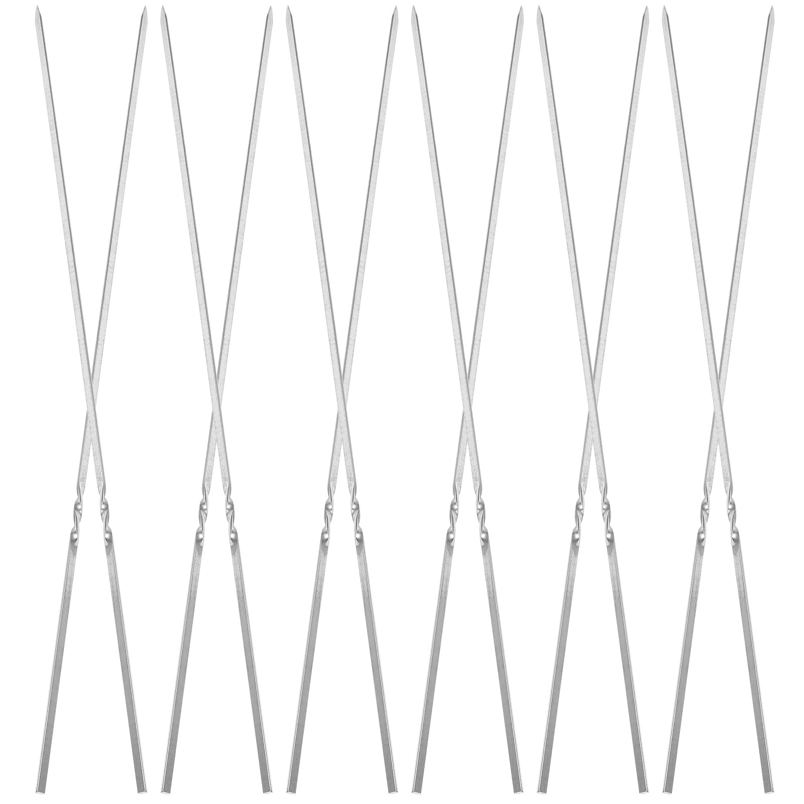 NUOLUX Barbecue Skewers 50Pack Metal Grill Sticks for Grilling Roasting ...