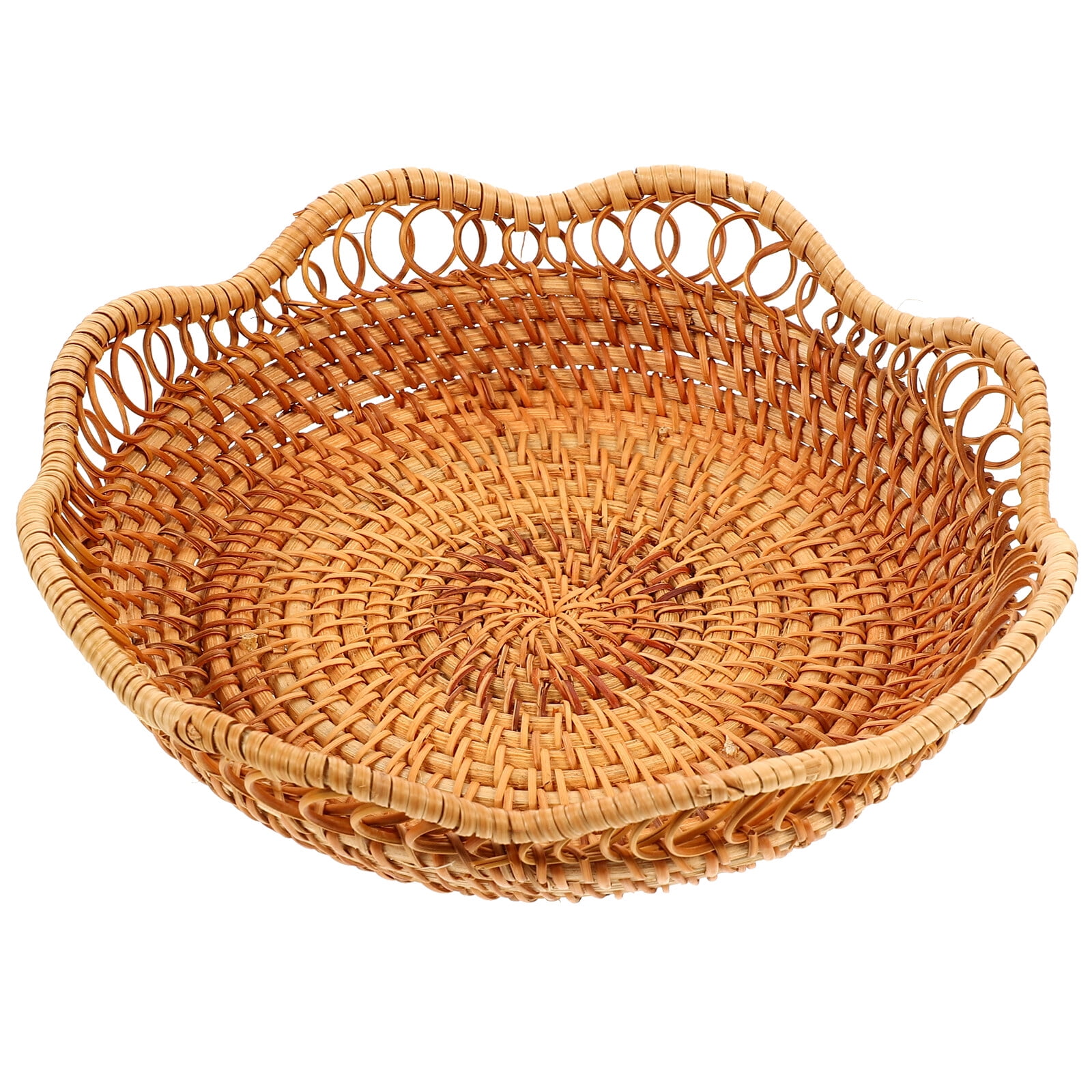 NUOLUX Basket Fruit Rattan Woven Bread Bowl Tray Platter Vegetable ...