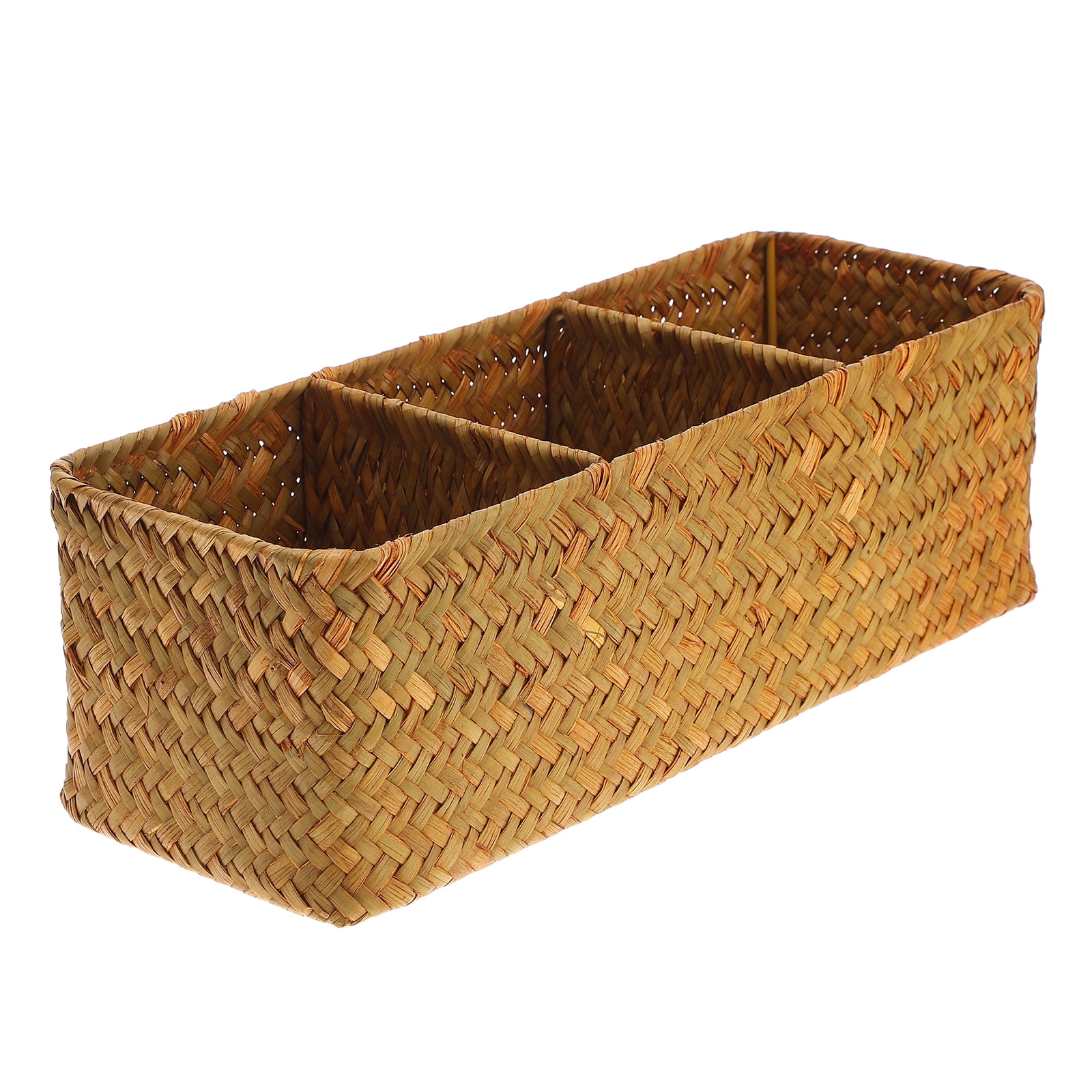 NUOLUX Decorative Bathroom Basket, Small Woven Seagrass Organizer, 3 ...