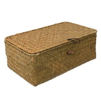 BlueMake Large Decorative Wicker Storage Baskets with Lids, Set of 2 ...