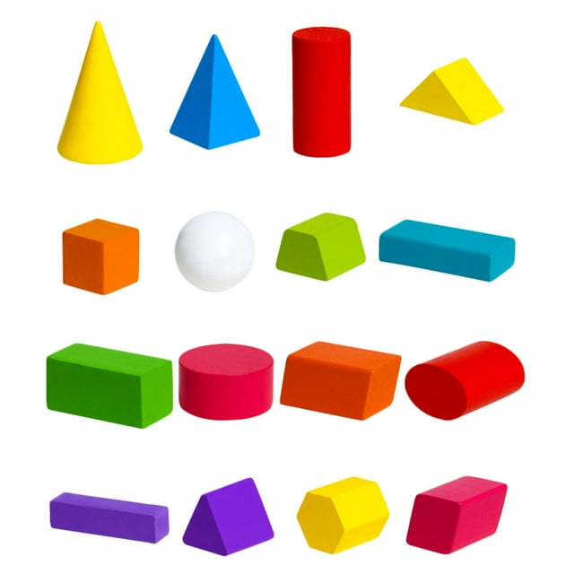 NUOLUX Blocks Geometric Wooden Early Math Geometry Building Shapes ...
