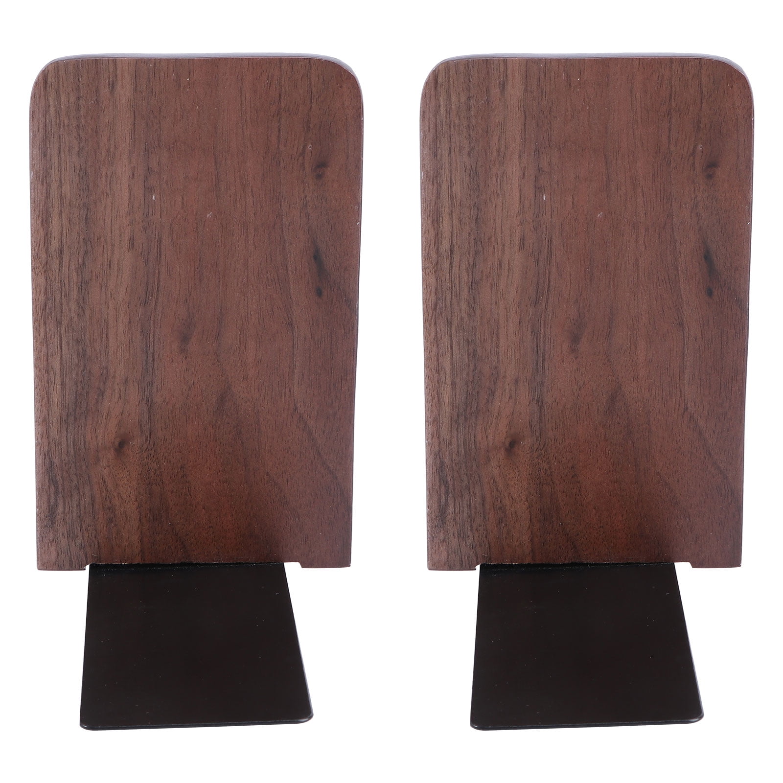 Tineasur Bookends Walnut Wood Bookend Multi 2Pcs For Home Office ...
