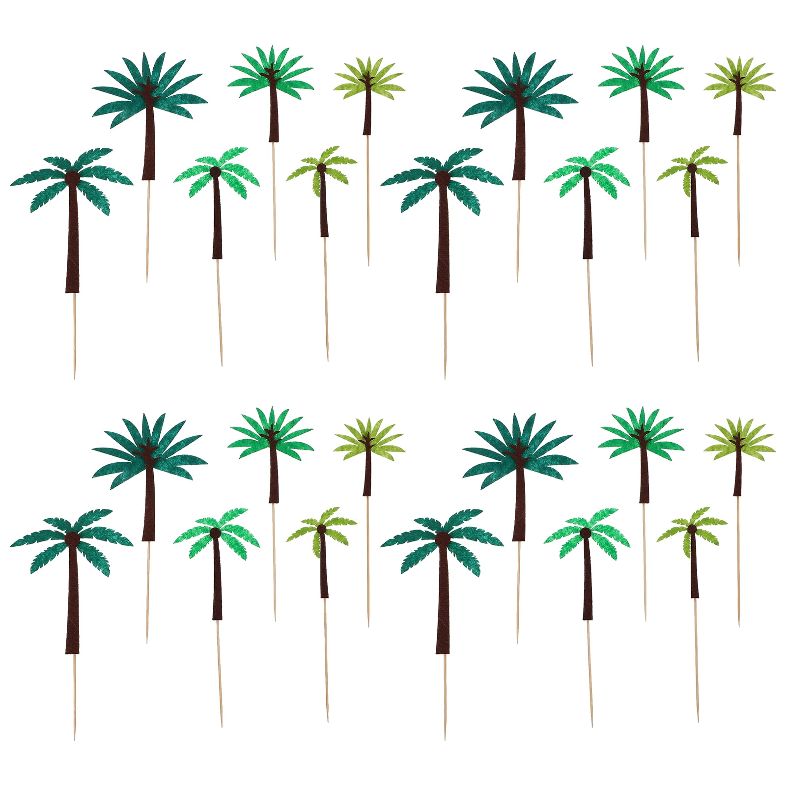 Tineasur Creative Coconut Tree Cake Toppers Green Felt Wooden Adornment ...