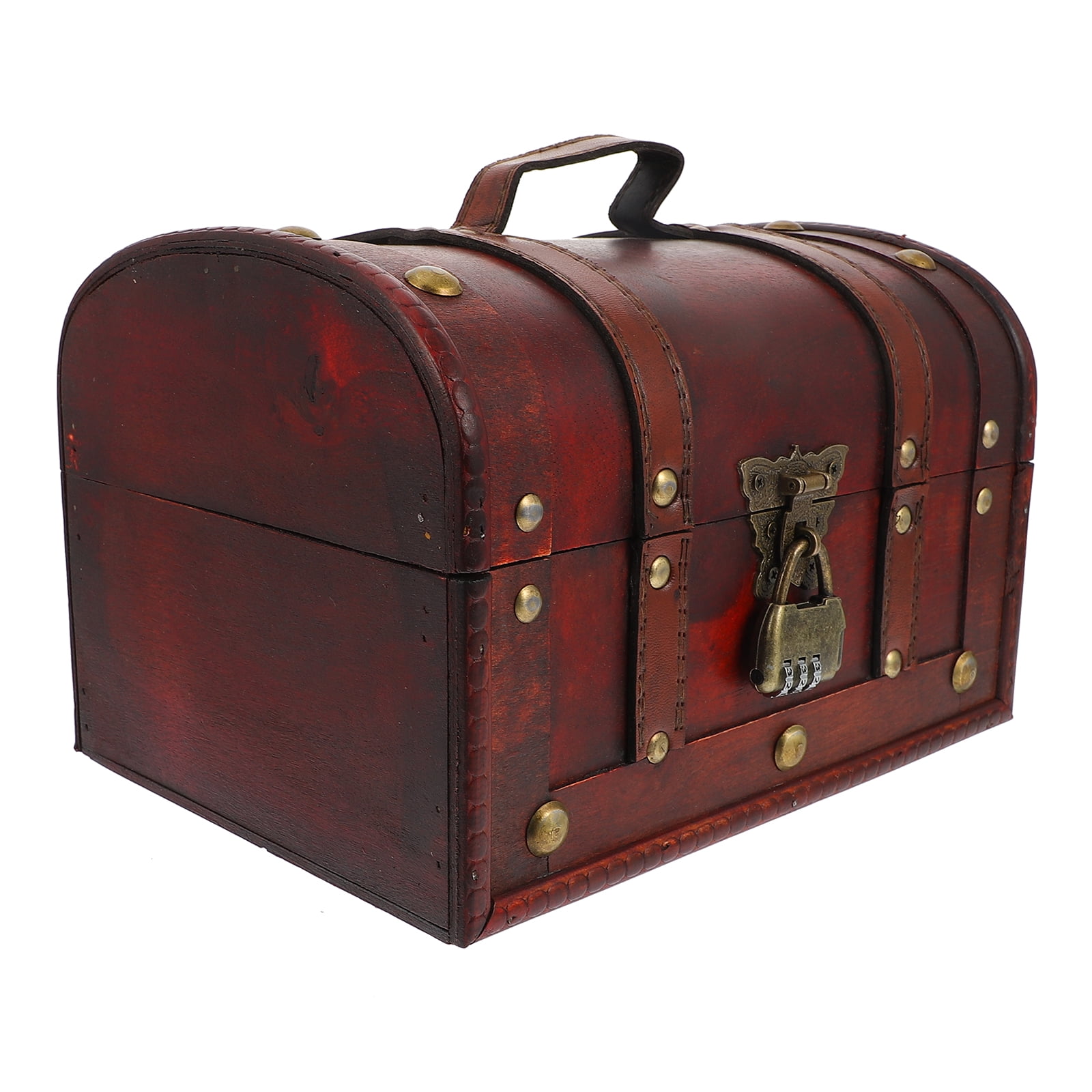 NUOLUX Vintage Decorative Wooden Chest Treasure Box with Large Lid ...