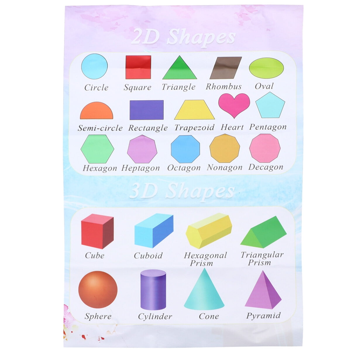 2d 3d Shapes Children Kids Educational Poster Chart A4