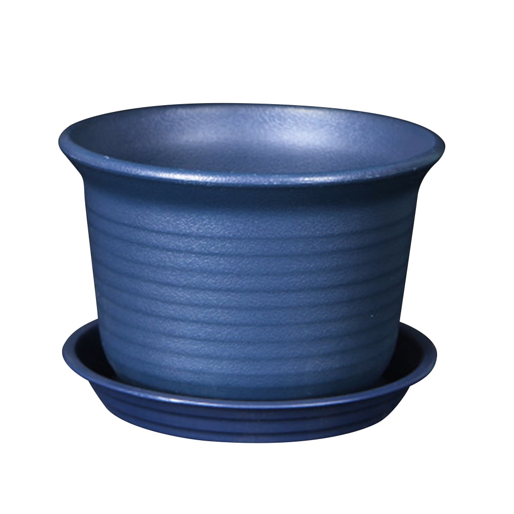 NUOLUX Blue Resin Plant Pots, Large, 21x21x15cm, with Drainage Holes ...