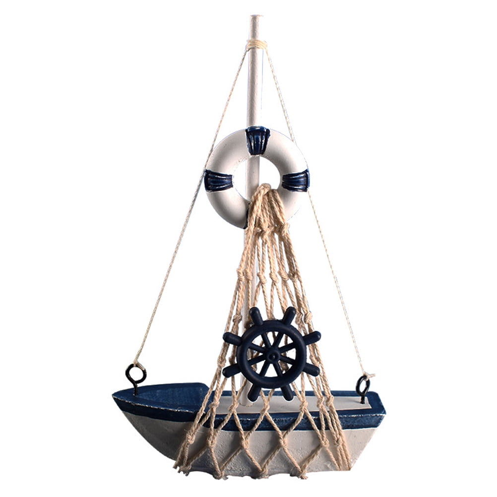 NUOLUX Decor Decorations Sailboat Boat Wooden Ornament Nautical ...