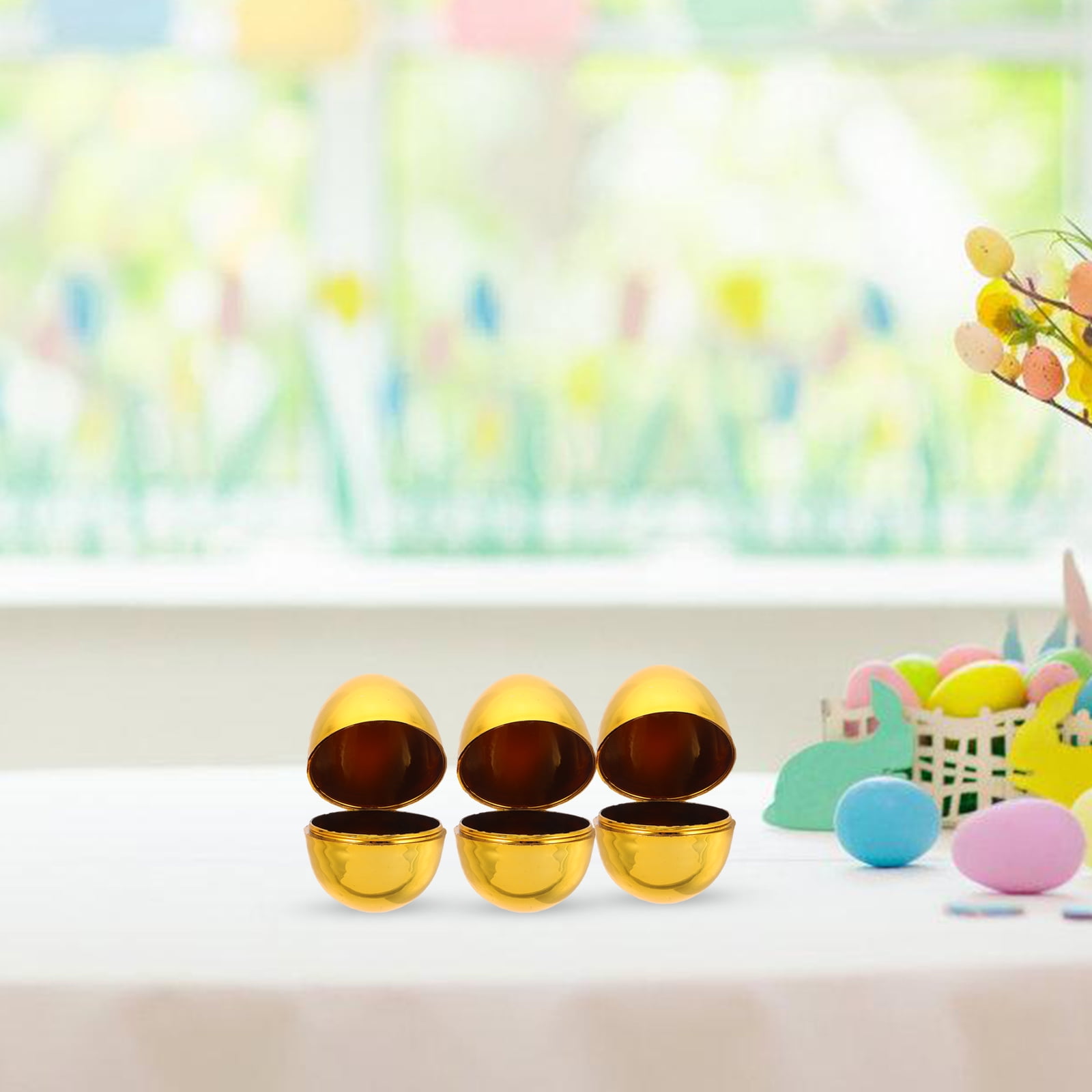 NUOLUX Easter Egg Fillers 12Pcs Small Golden Fillable Toy Eggs for ...