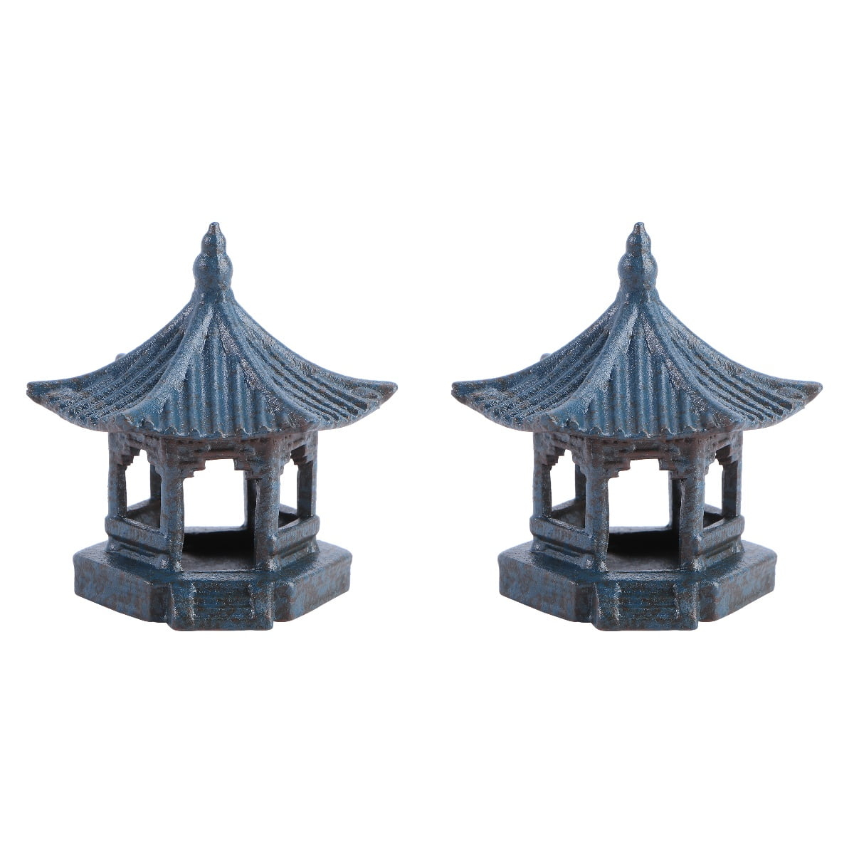 LABELEPH Hexagon Pavilion Ceramic Dark Green Home Decoration 2Pcs 3.1x2 ...