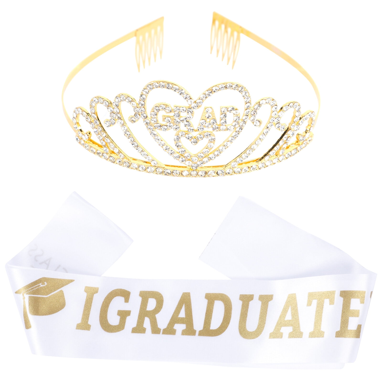 DEEPCRAFF Happy Graduation Sash and Tiara Crystal Crown Rhinestone 1 ...