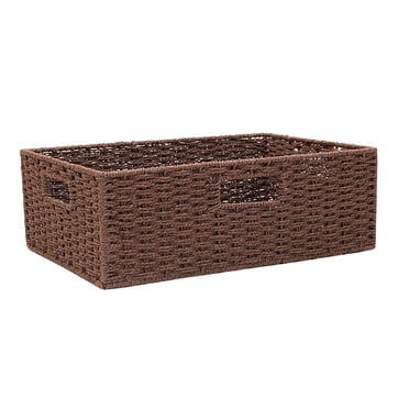 Simplify 2 Pack Large Woven Shelf Storage Basket in Grey - Walmart.com