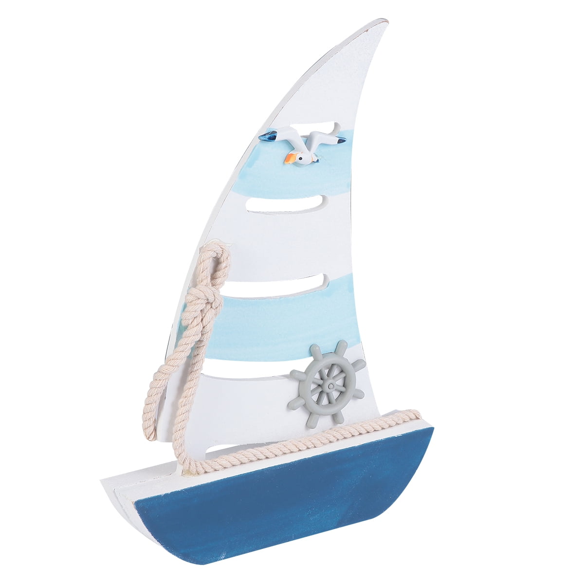 Tineasur Wooden Boat Ornament MDF Mediterranean Style Decorative ...
