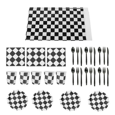 Race Car Theme Party Supplies - Checkered Flag Decor | Includes Plates ...