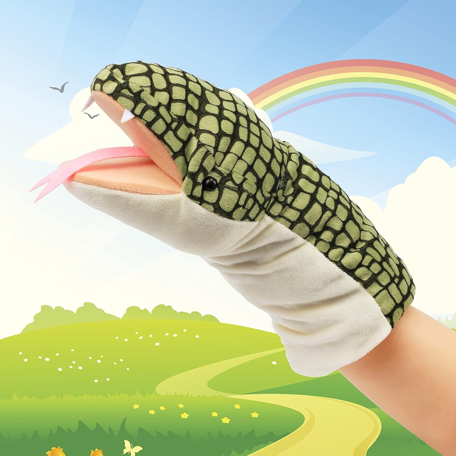 Homoyoyo Scary Snake Hand Puppet Plush Green 1Pcs - Walmart.com