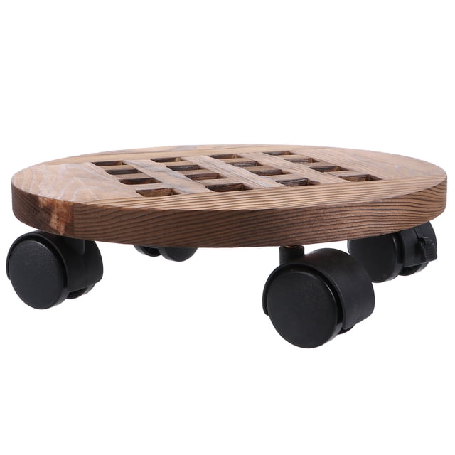 NUOLUX Pot Wood Stand Planter Wheels Wooden Rolling Rollers Dolly ...