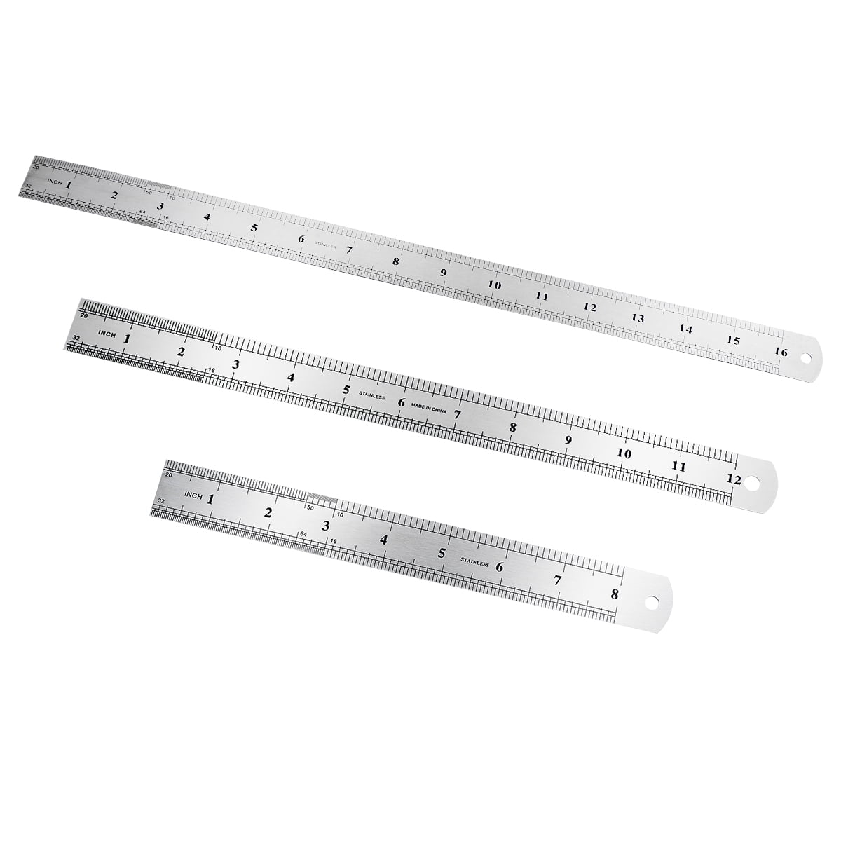 CATIEBYE Stainless Steel Straight Ruler Set 3 Pieces No Edges Easy ...