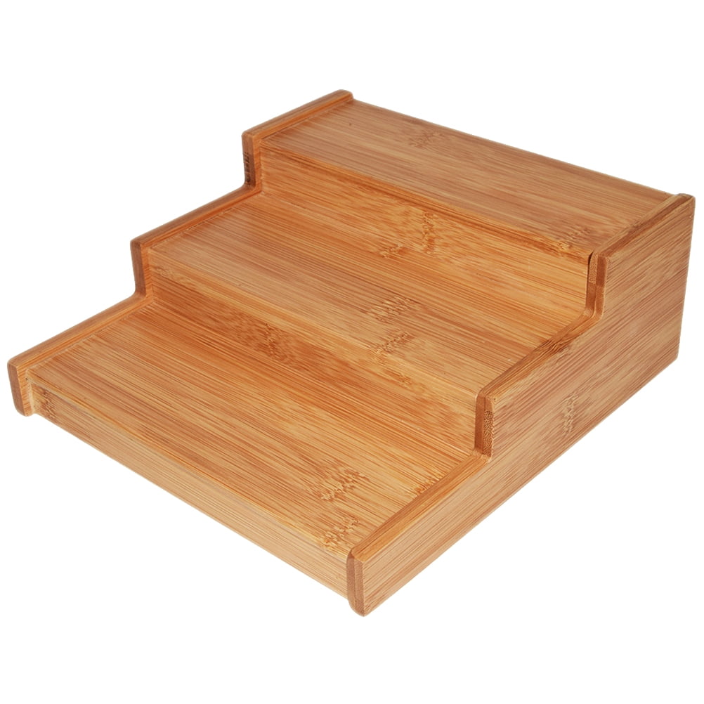 NUOLUX Spice Rack Kitchen Cabinet Organizer 3-Tier Bamboo Expandable ...