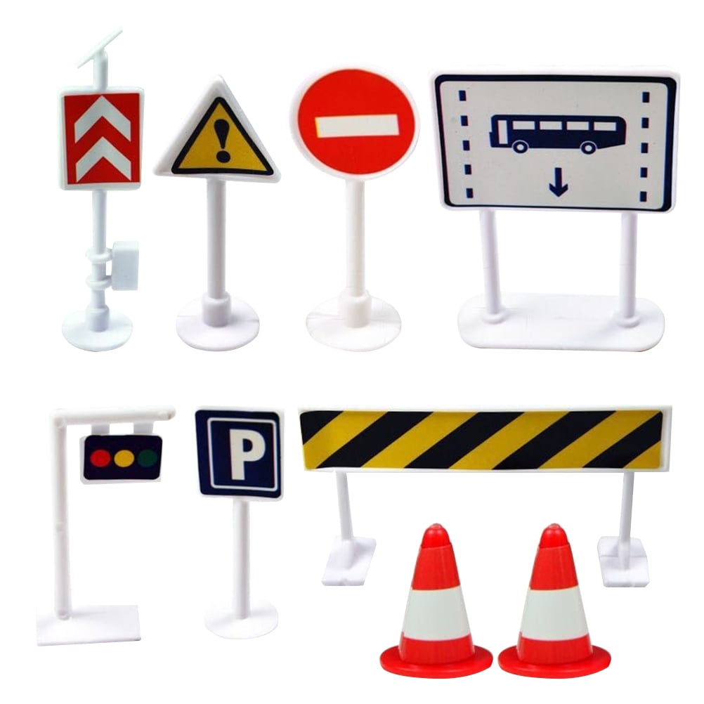 NUOLUX Traffic Toys Signs Kids Play Pretend Sign Construction Road ...