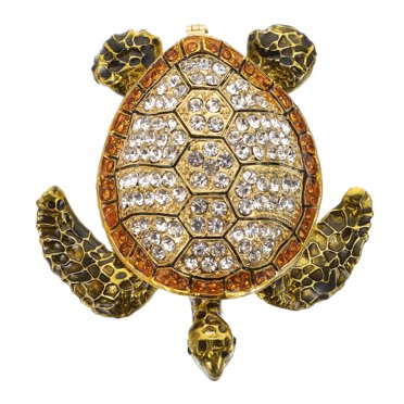 Waltz&F Turtle Trinket Jewelry Box with Sparkling Light Green Crystals ...