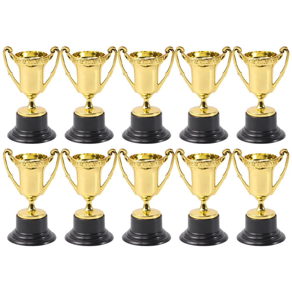 Tineasur 10Pcs Plastic Reward Trophies Gold Color for School and Party ...