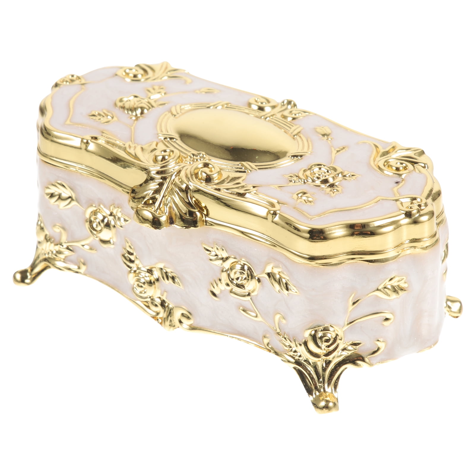 NUOLUX Vintage Embossed Flower Jewelry Box Wear-resistant Alloy Trinket ... NUOLUX Vintage Embossed Flower Jewelry Box Wear-resistant Alloy Trinket ...