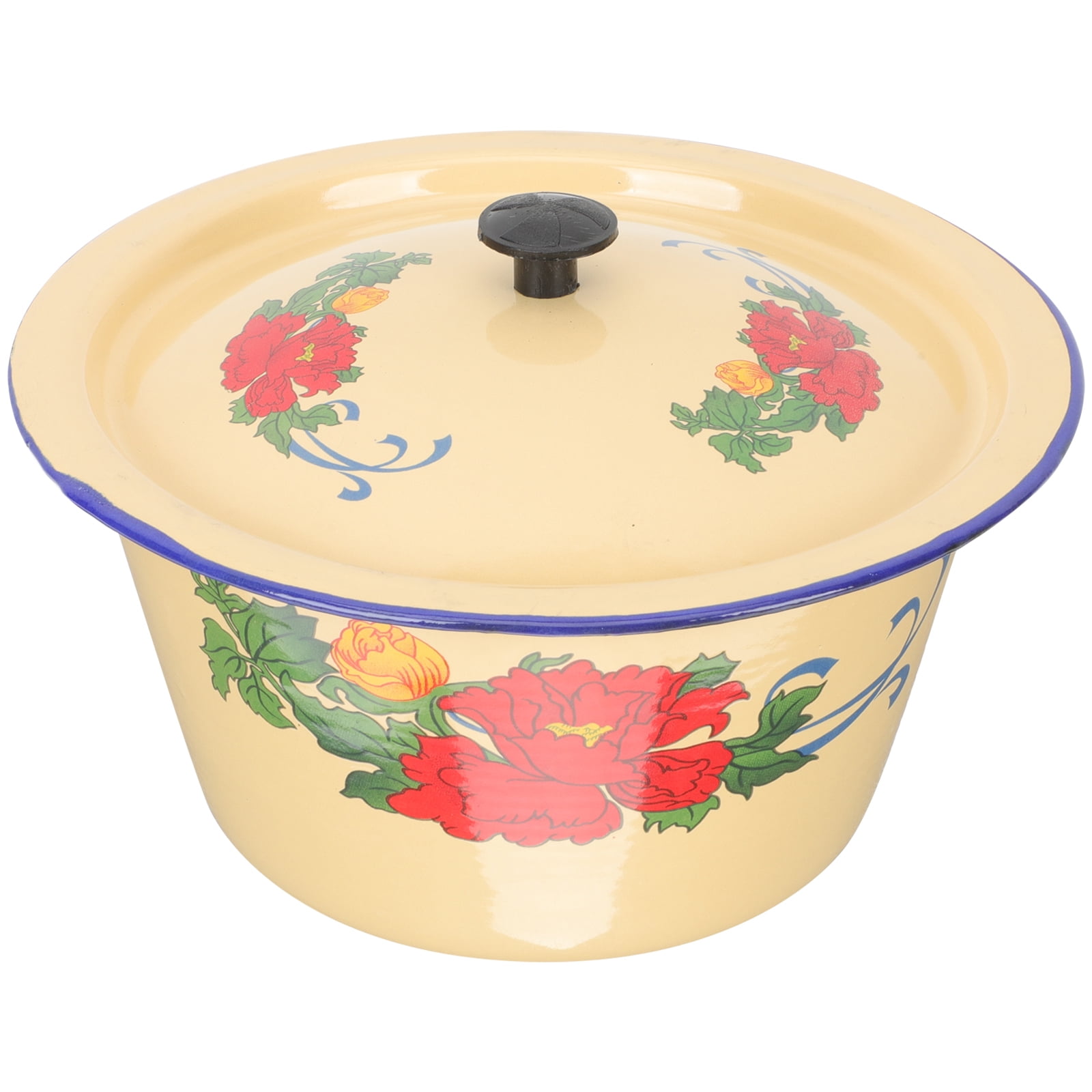 NUOLUX Vintage Enamel Washing Basin Retro Enamel Bowl With Lid Enamel ...