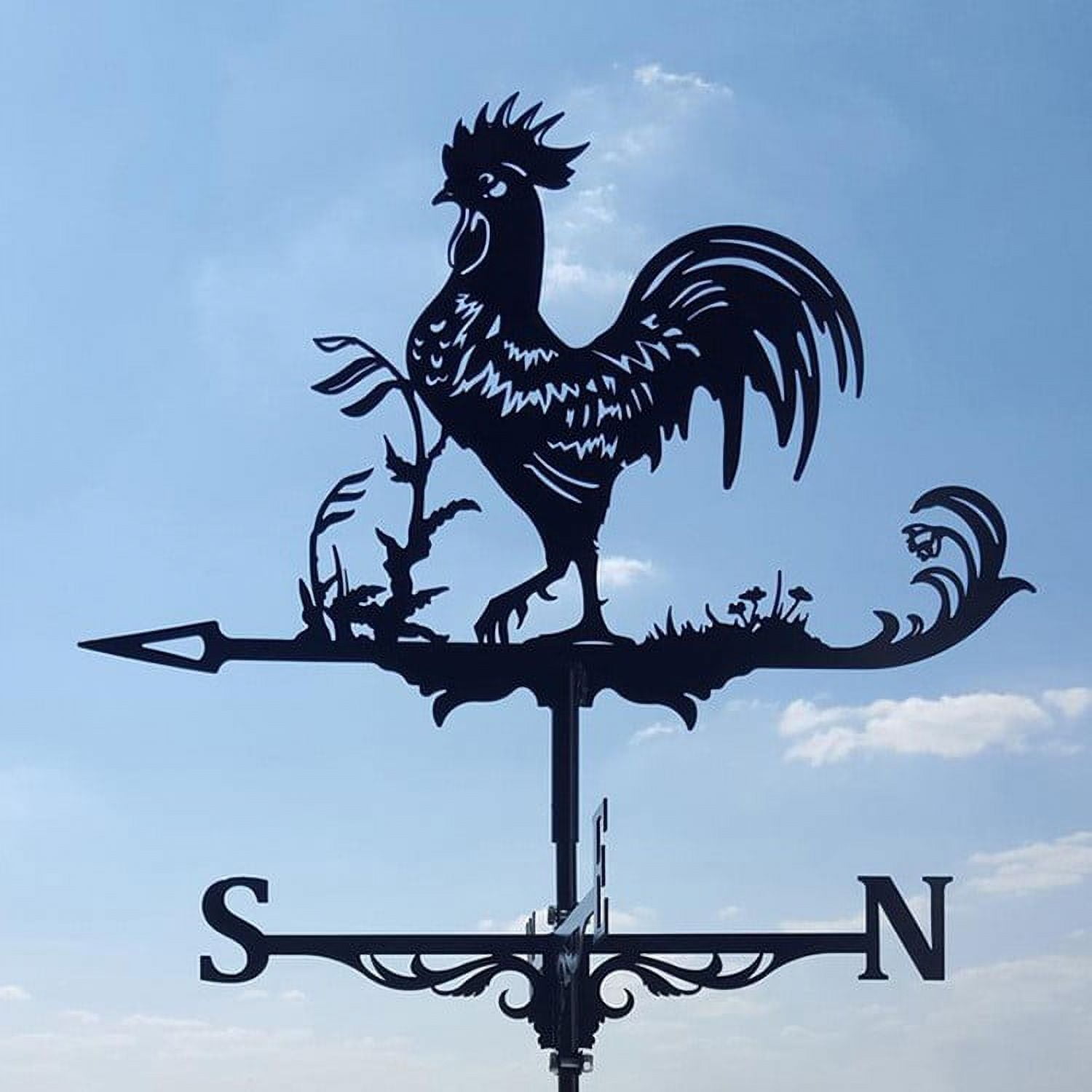 NUOLUX Metal Weather Vane, Decorative Rooster Wind Direction Indicator ...