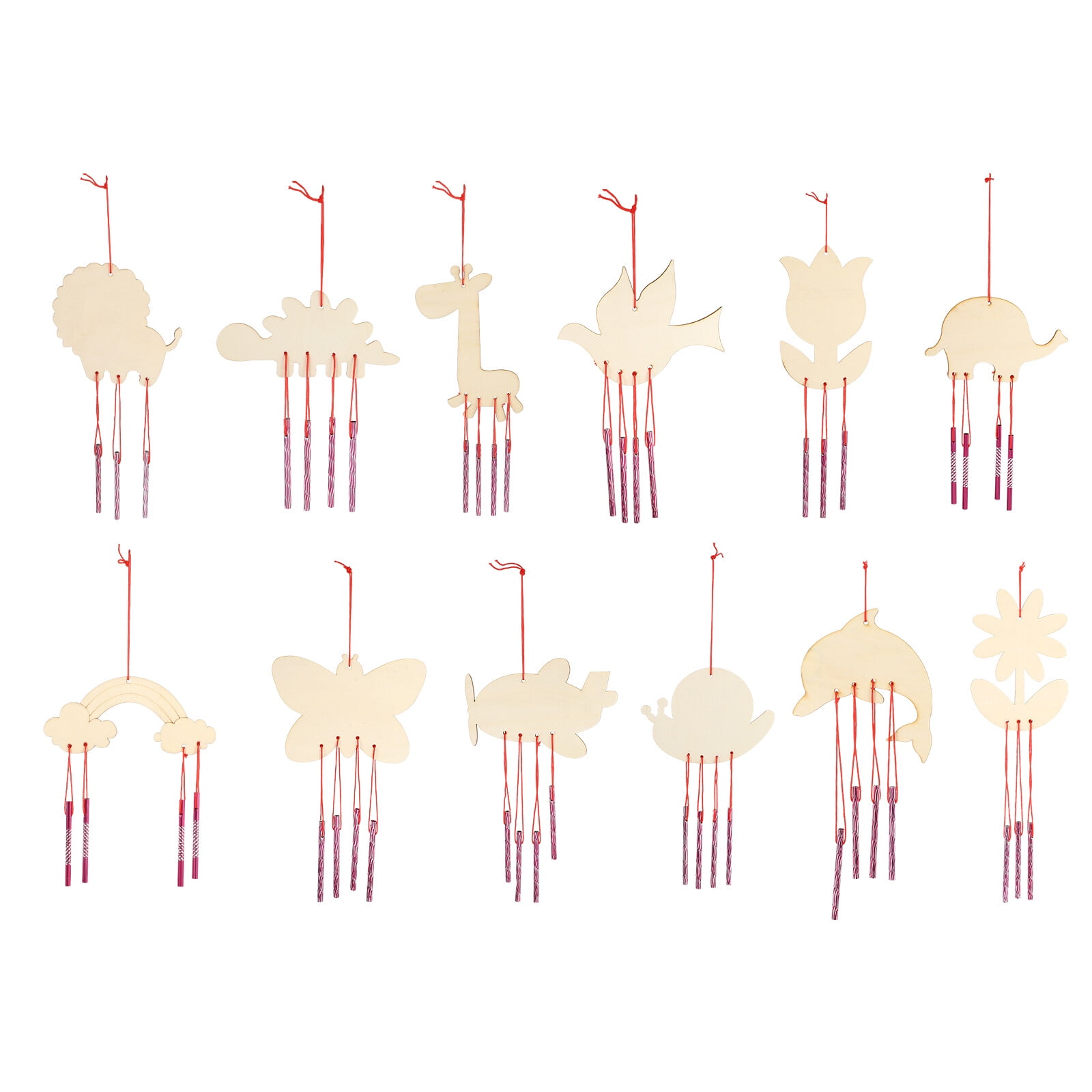 Tineasur 12-Piece Assorted Color Hanging Wind Chime Ornaments for ...