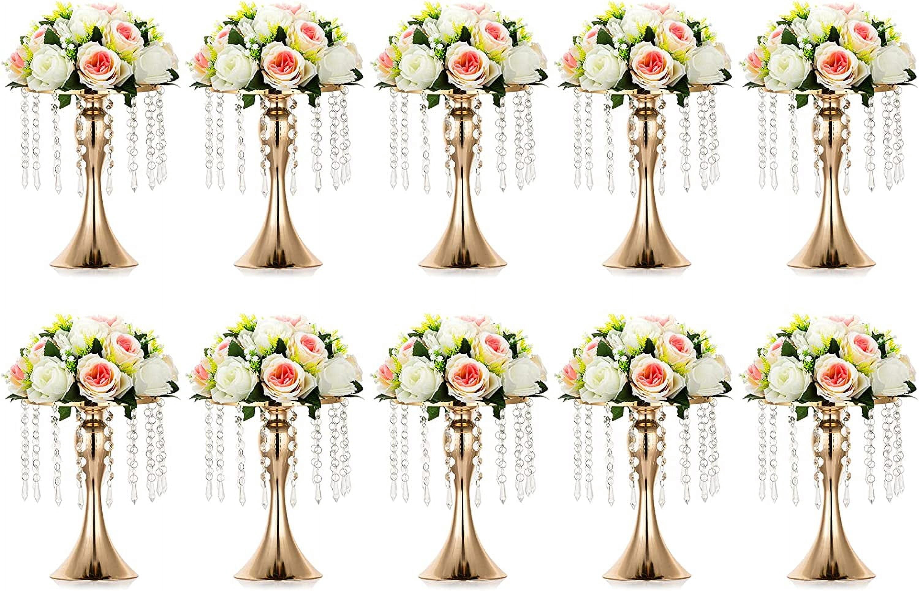 NUPTIO 10 Pcs Crystal Flower Stand Wedding Centerpieces for Tables, 10 ...