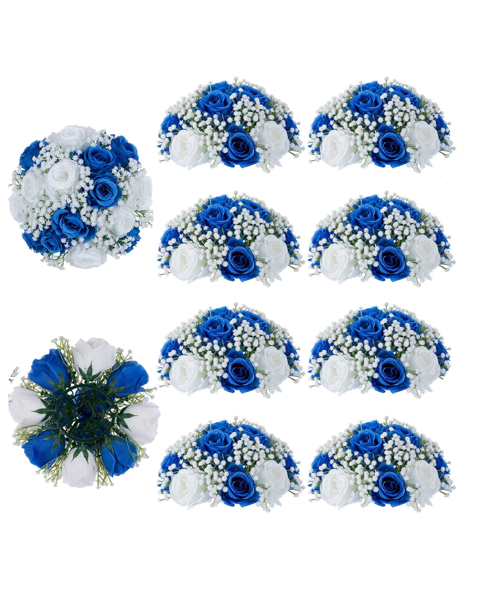NUPTIO Baby's Breath Artificial Flowers Bulk: 10 Pcs Royal Blue Silk ...