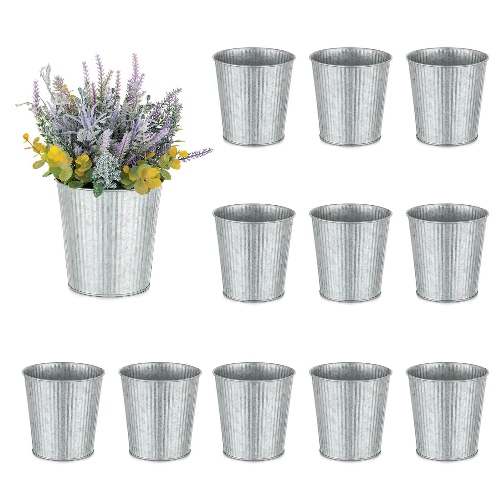 NUPTIO Small Metal Galvanized Flower Bucket Vases for Flower Bar ...