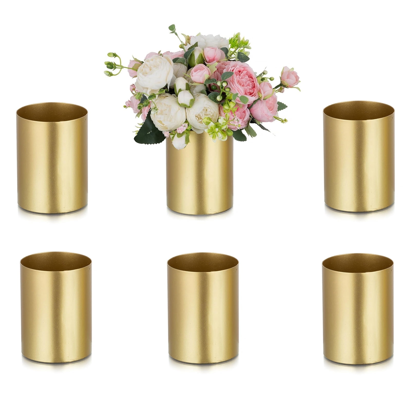NUPTIO Gold Flower Vases for Centerpieces: 6 Pcs 5.1 inch Small Metal ...