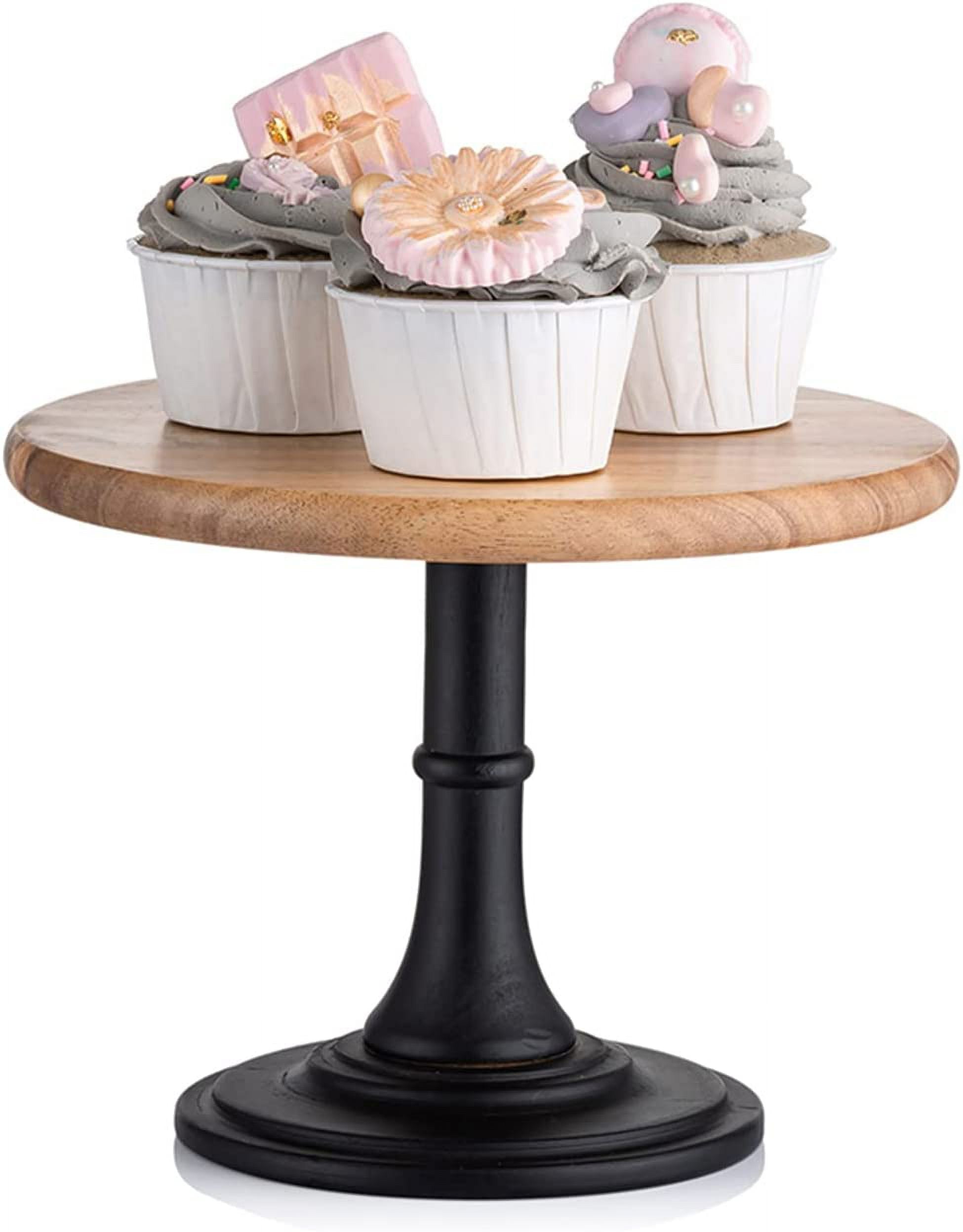 NUPTIO Wood Cupcake Stand Display: Wooden Cake Pedestal Stands Round ...