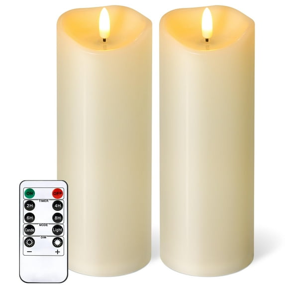 NURADA Outdoor Flameless Candles with Remote Timer - Waterproof Tall ...