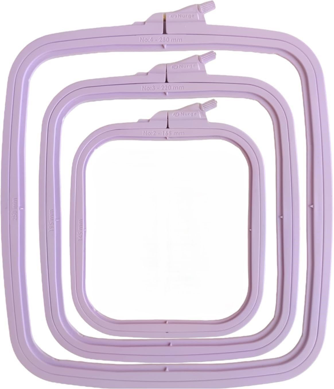 NURGE Lilac 3 Pcs Set – Square Embroidery Hoops, ABS Plastic Embroidery ...