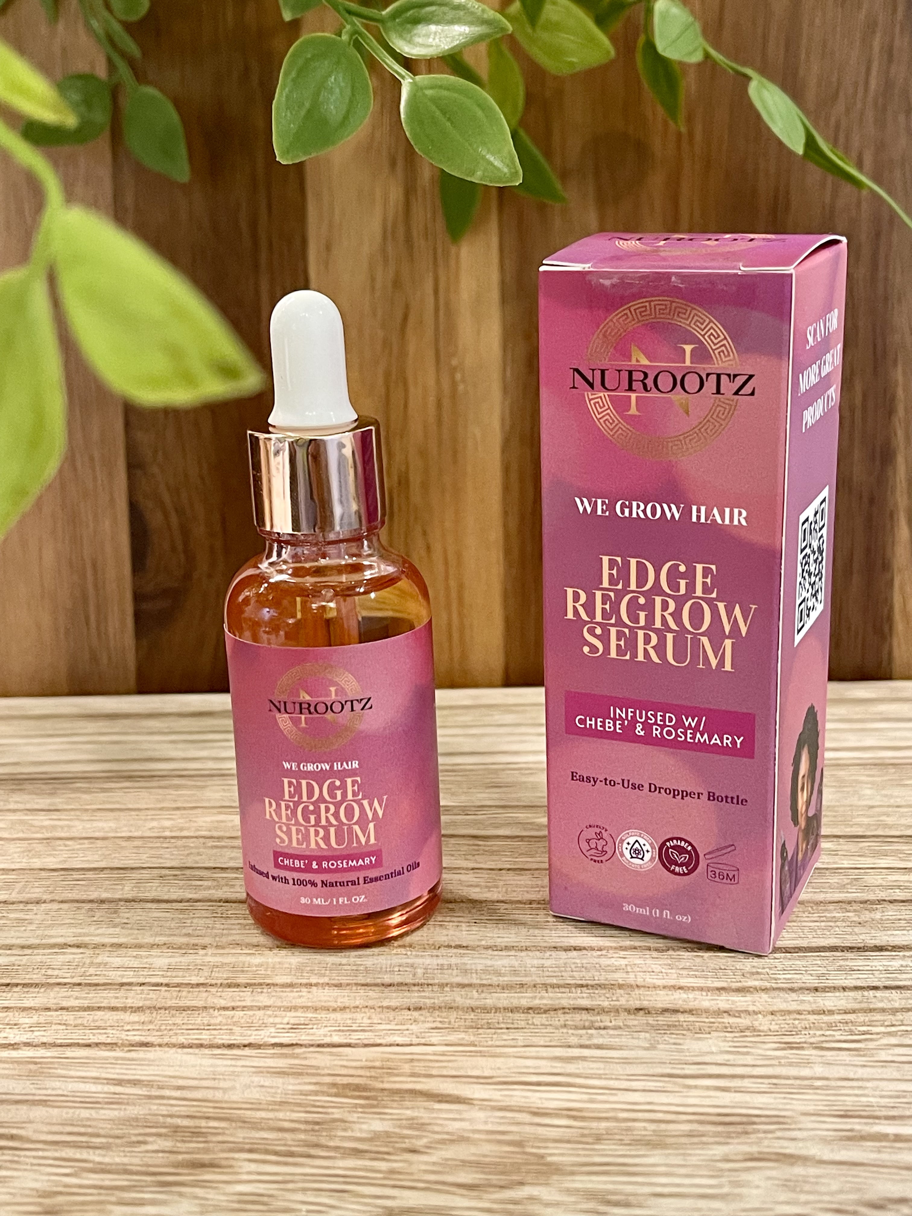 NUROOTZ Edge Regrow Serum W/ Chebe and Rosemary 1 ounce dropper bottle ...