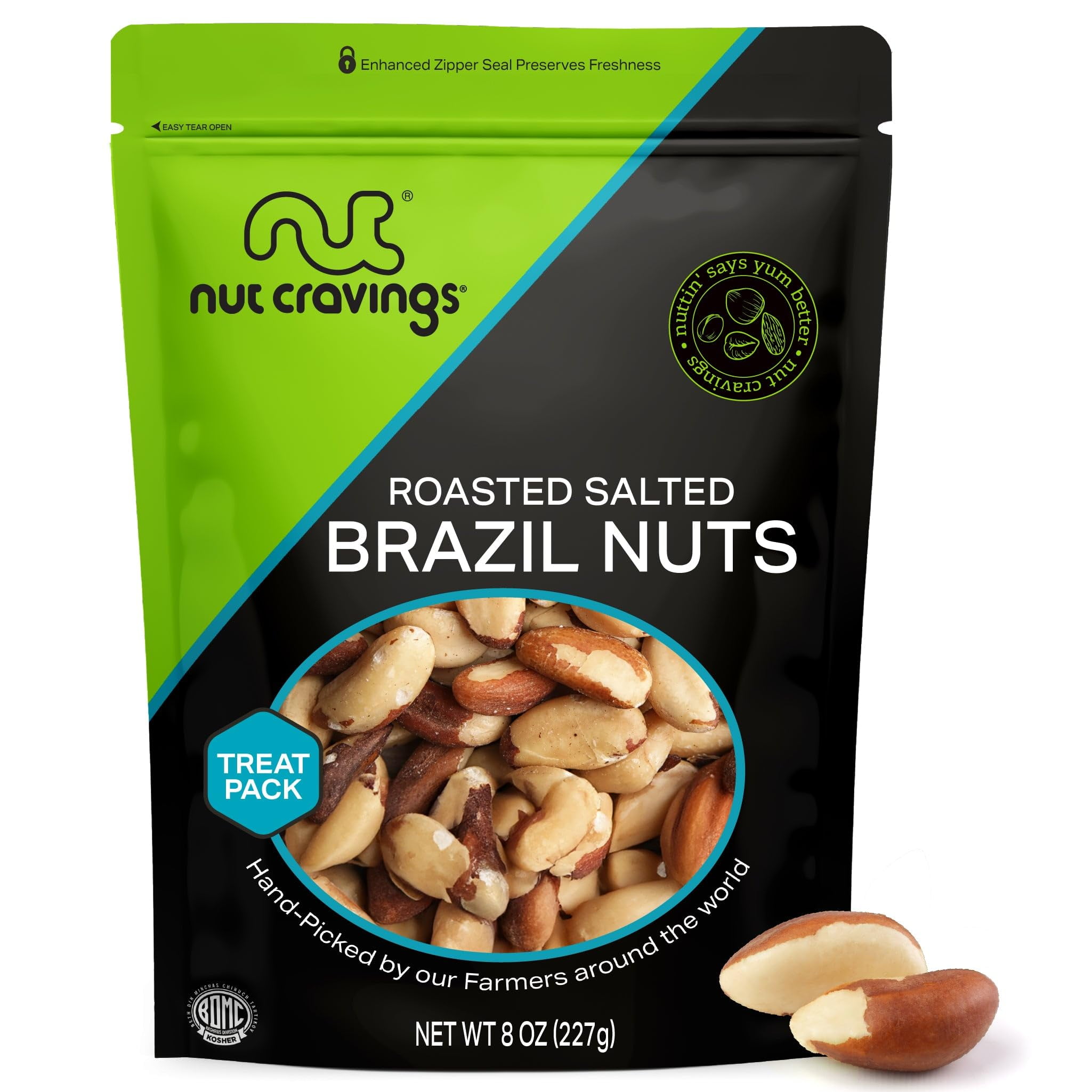 NUT CRAVINGS - Brazil Nuts HYZ01 Roasted & Salted - No Shell, Whole (8oz - 1 Pack) Bulk Nuts ...