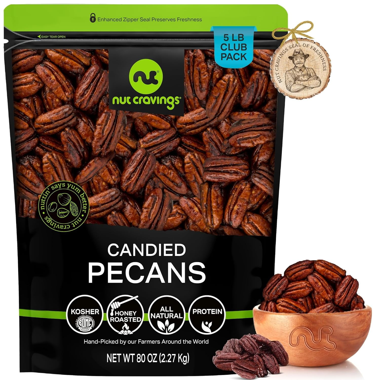 NUT CRAVINGS - Candied Pecans Honey Glazed Praline, No Shell (80oz - 5 ... NUT CRAVINGS - Candied Pecans Honey Glazed Praline, No Shell (80oz - 5 ...