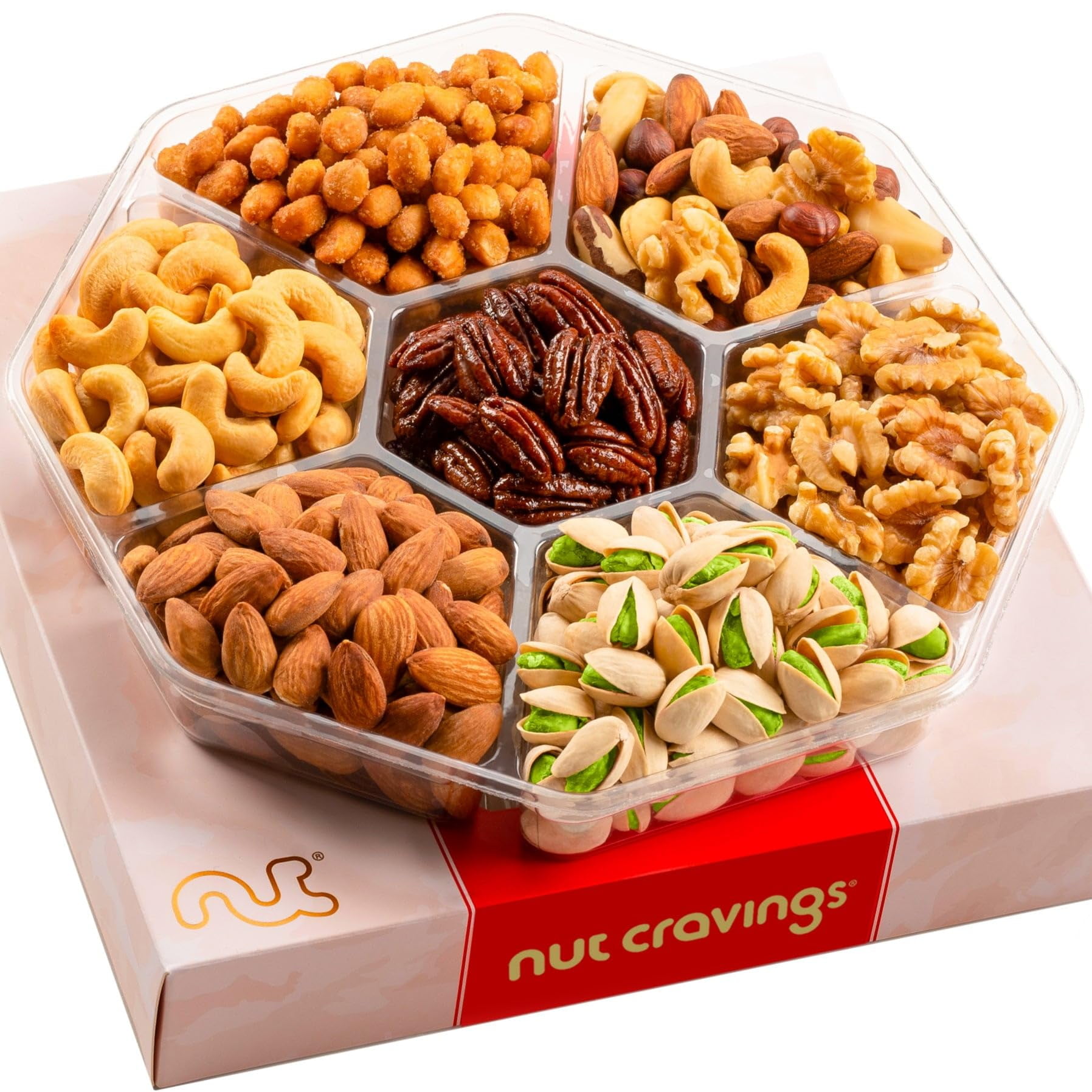 NUT CRAVINGS Fathers Day Gourmet Dad AIS1 Treats - Mixed Nuts Gift Basket in Red Gold Box (7 ...