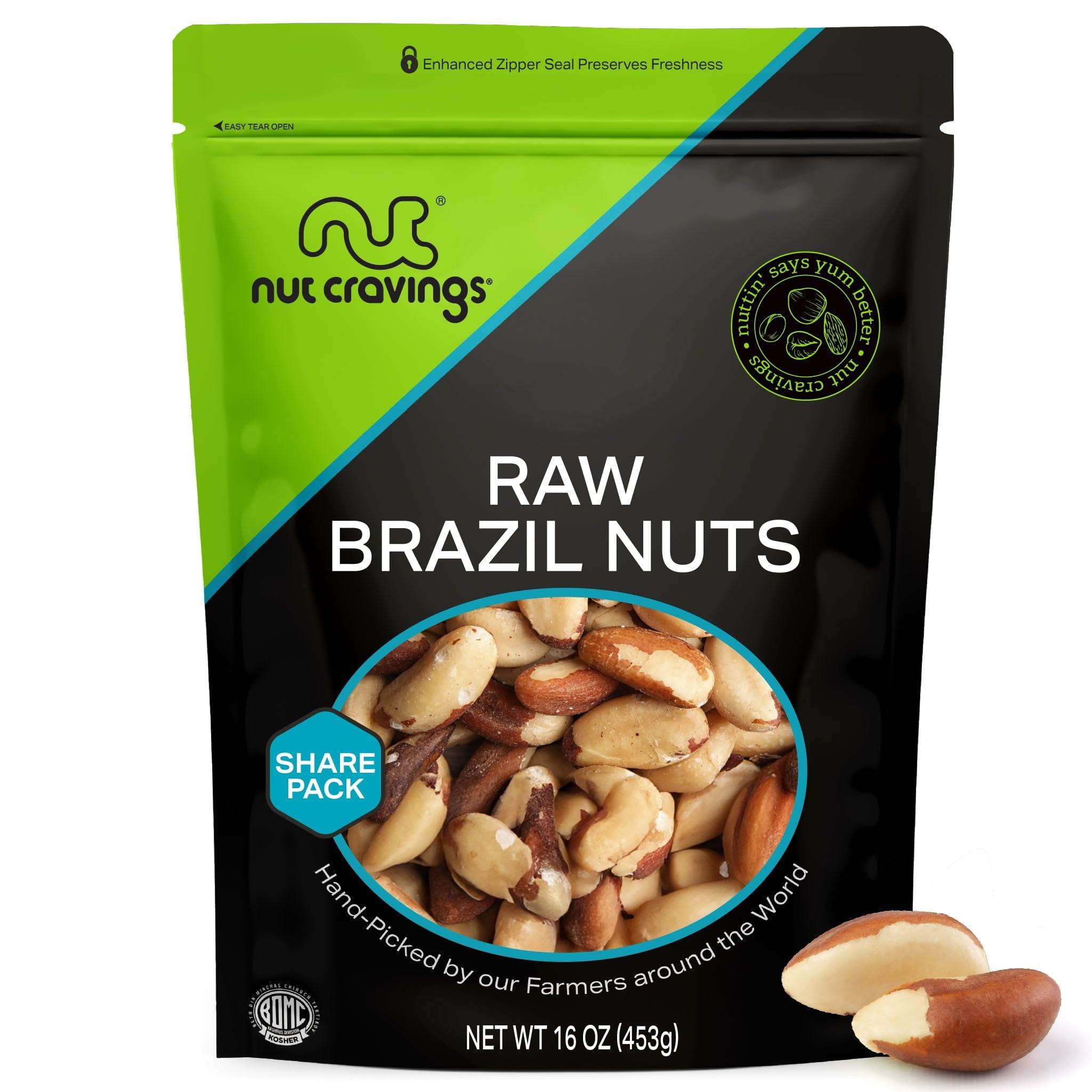 NUT CRAVINGS - Raw DEF29 Brazil Nuts, Unsalted, No Shell, Whole, (16oz ...