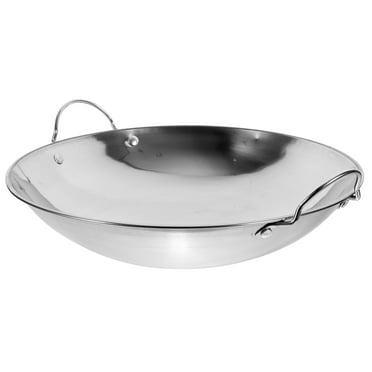 Kordisen Carbon Steel Wok Pan with Lid, 12.6inch Flat Bottom Wok for ...