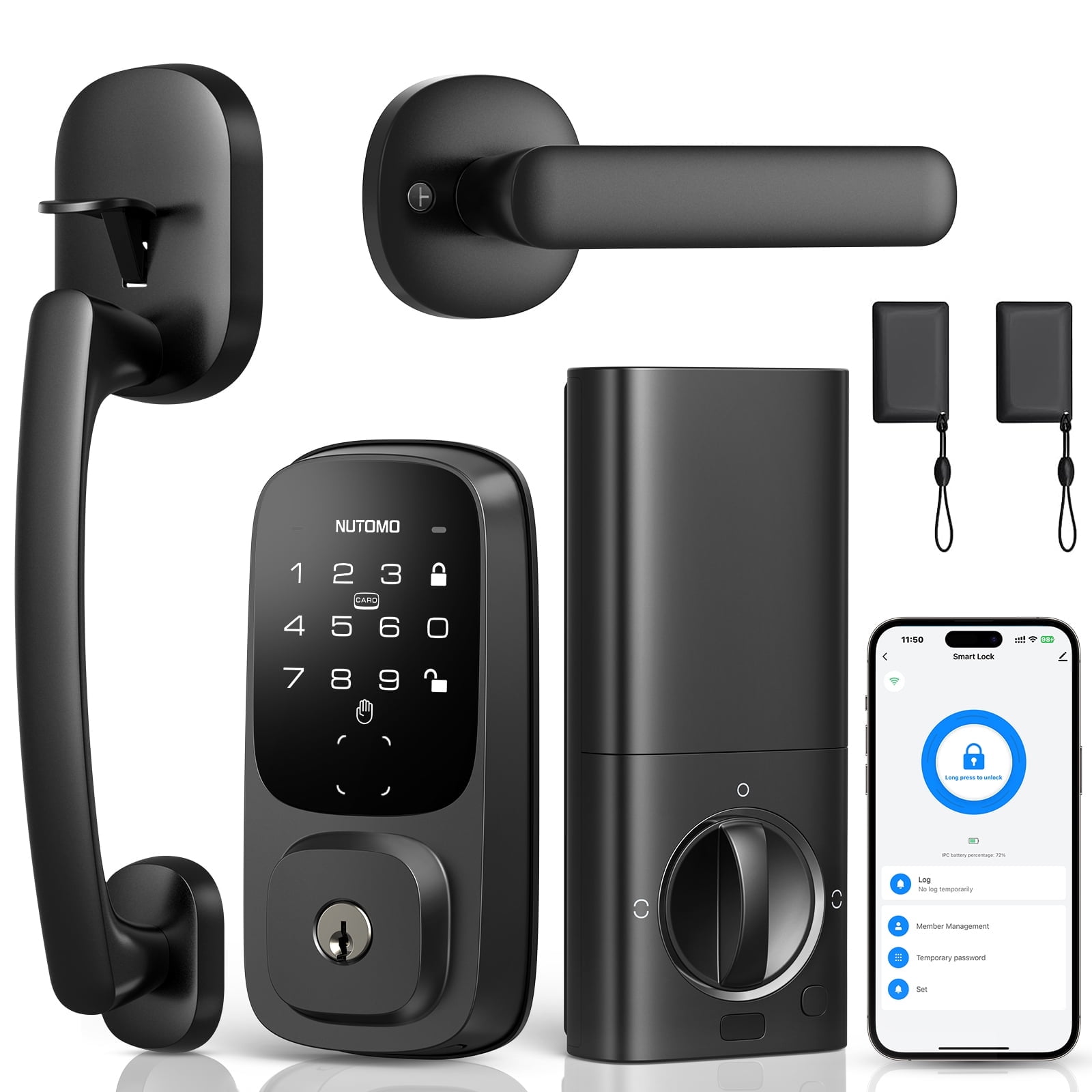 NUTOMO Palm Vein Smart Lock: Keyless Entry Door Locks with Handle Set ...