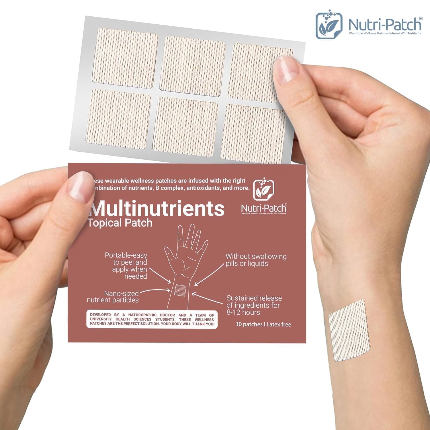 NUTRI-PATCH Multi-Nutrients Skin Patches with Vitamins B-12, D3, C ...