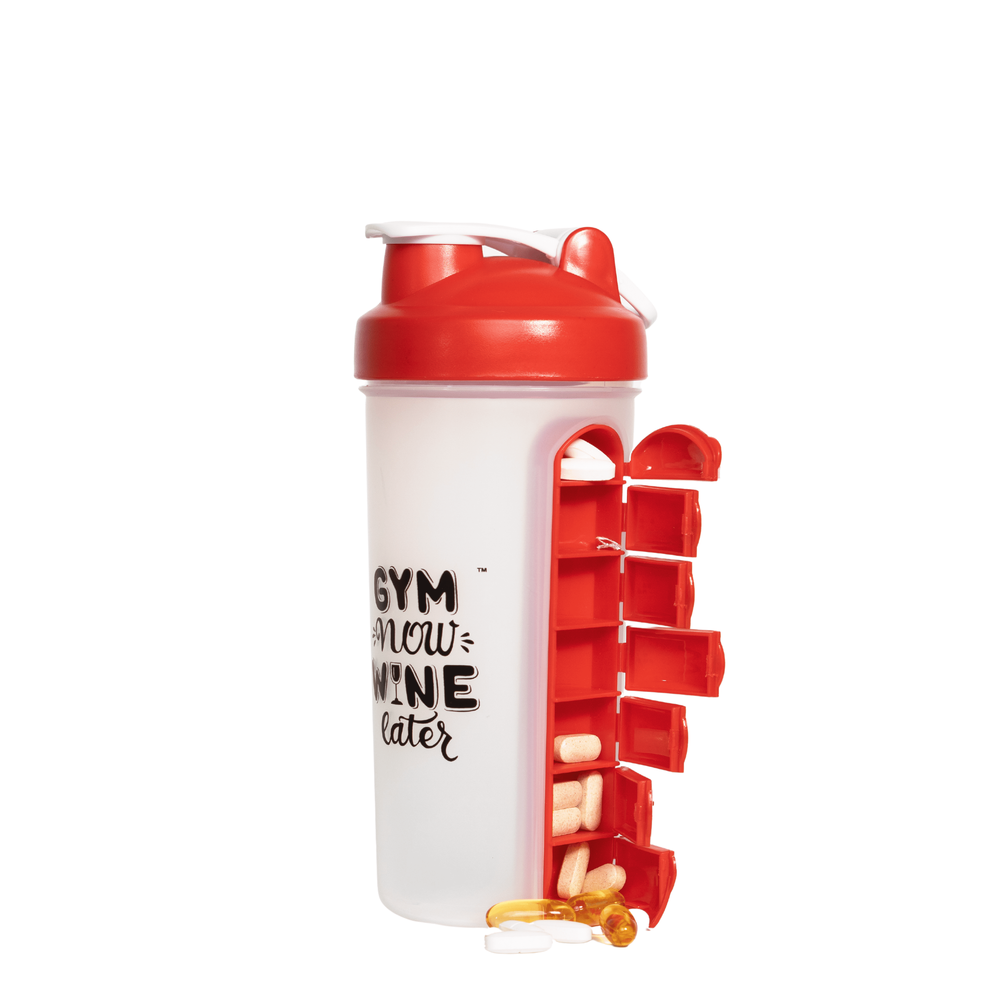 NutriFit Plus 20oz Shaker Bottle with Pill Organizer, Shaker Ball, BPA ...