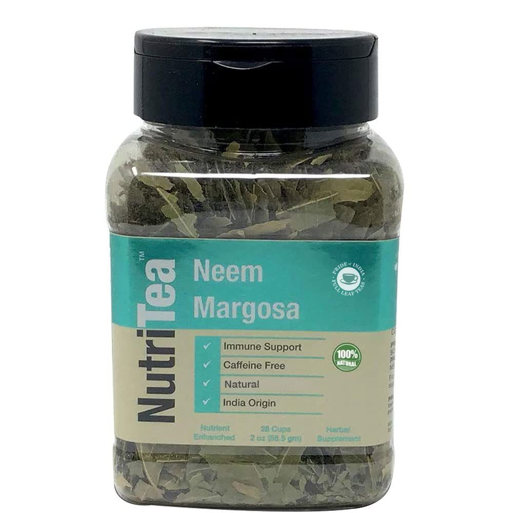 NUTRITEA Natural Neem Margosa Tea, 2oz (56 gms) Gourmet Jar - Makes 28 ...