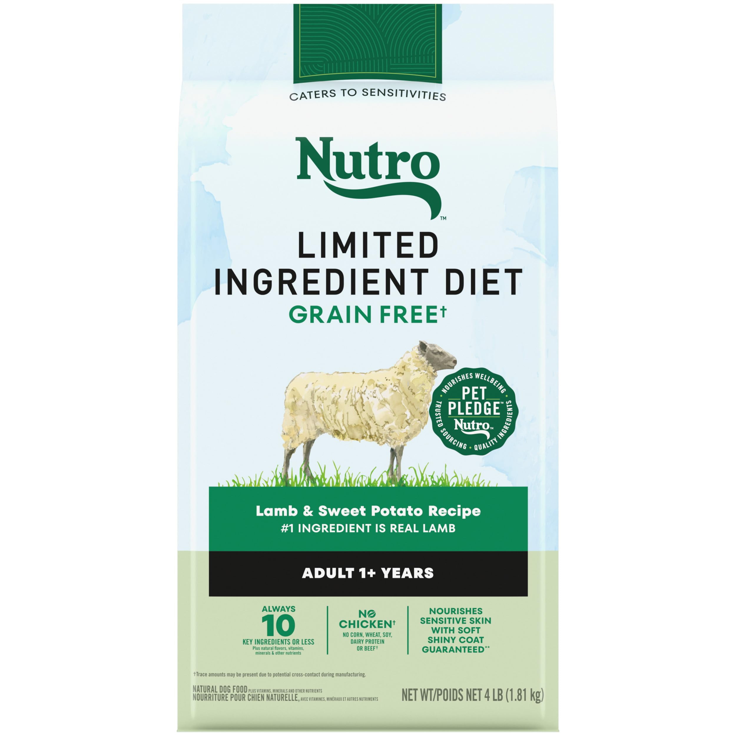 NUTRO Limited Ingredient Diet YPF5 Adult Dry Dog Food Lamb & Sweet Potato Dog Kibble, 4 lb. Bag ...