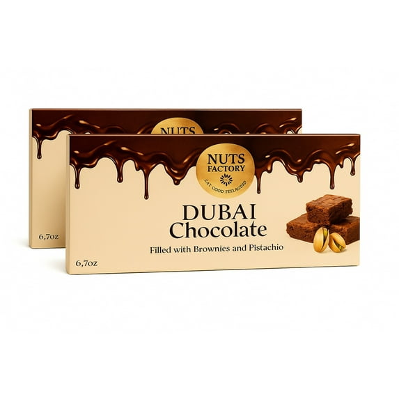 Nuts Factory Dubai Chocolate Bars with Brownies & Pistachios. Ranked #1 ...
