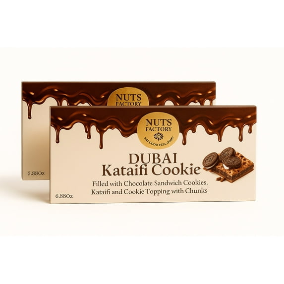 Nuts Factory Dubai Chocolate Bars with Chocolate Sandwich Cookies ...