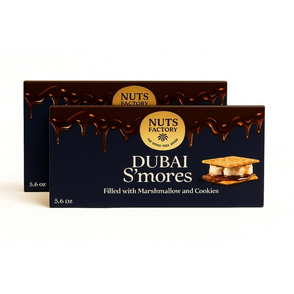 Nuts Factory Dubai Chocolate S'mores Bars (2 Premium Bar Packs ...