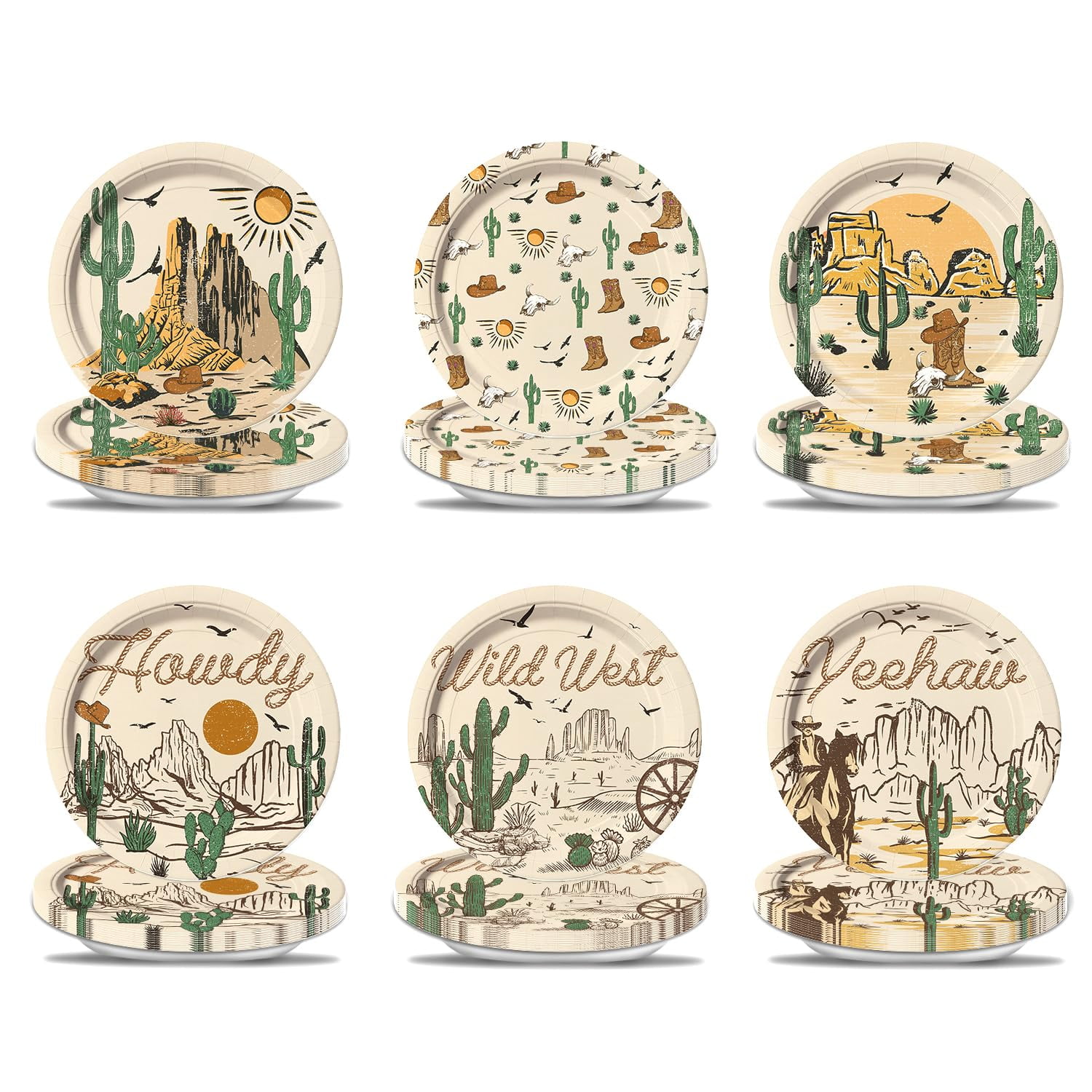 NUTTYBASH 60 Pcs Western Cowboy Paper Plates, Rodeo Theme Birthday ...